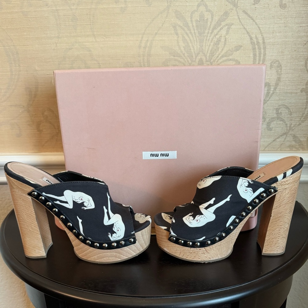 Miu Miu “Abstract Printed Naked Clogs” - Gem